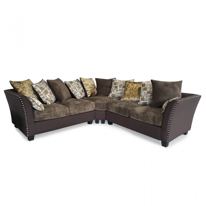 Marco Sofa Corner Brown With 12 Cushions In Fabrics
