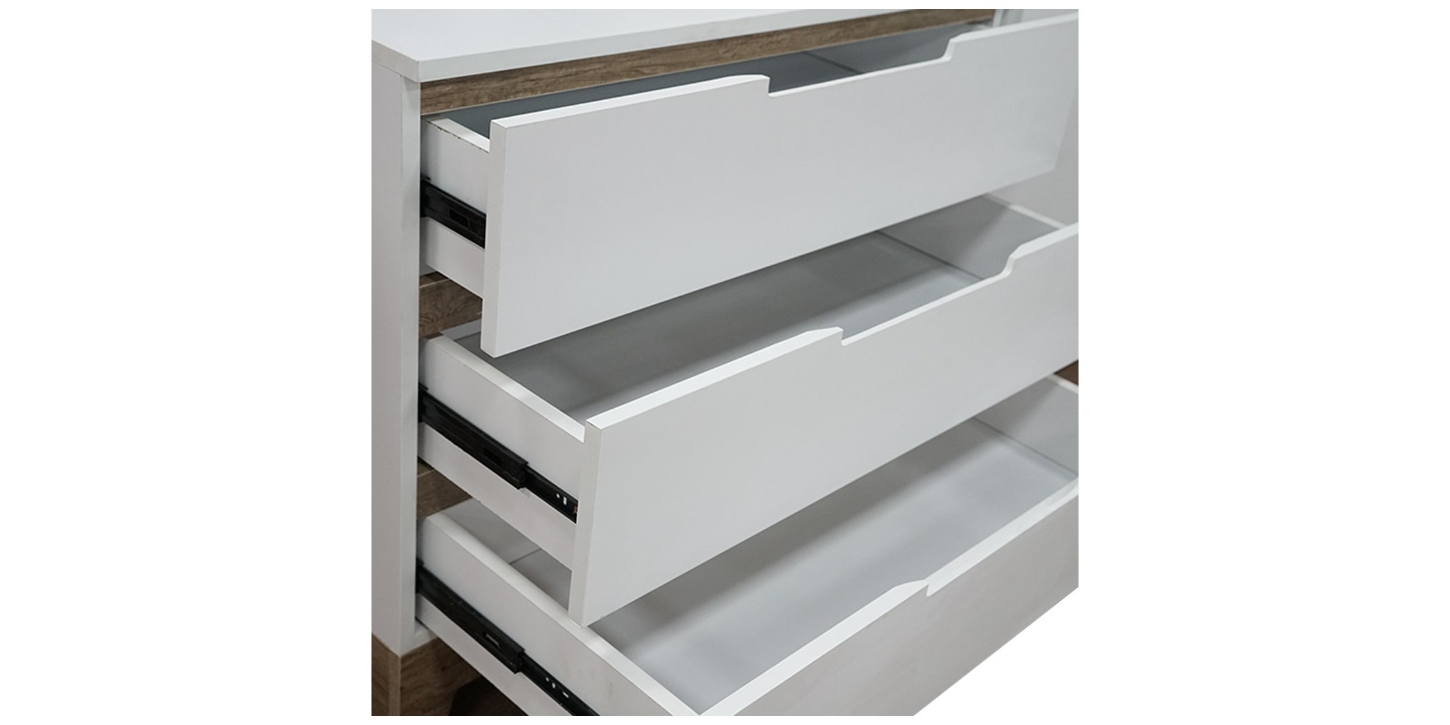 Arte Chest of Drawer 3 Drawers In Melamine MDF Wash Oak & White