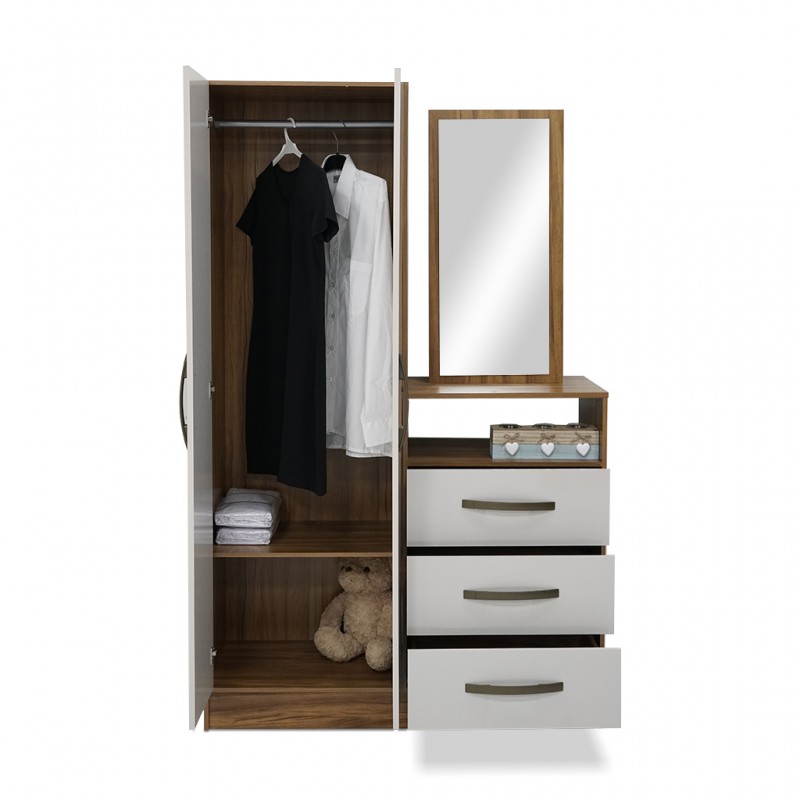 Adriano Wardrobe 2 Doors & Dressing Table Freijo - Off White