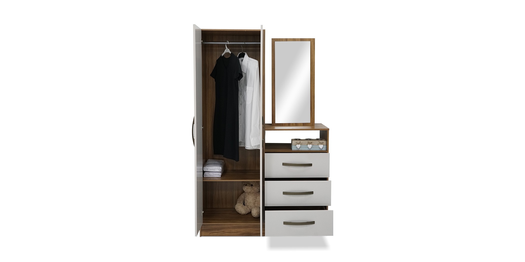 Adriano Wardrobe 2 Doors & Dressing Table Freijo - Off White