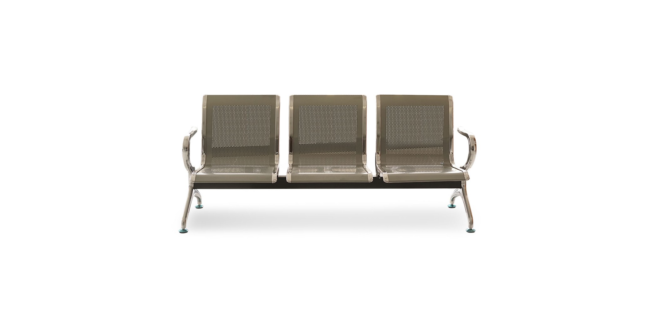 Waiting Chair VIP Silver Grey Perforated 3 Seater