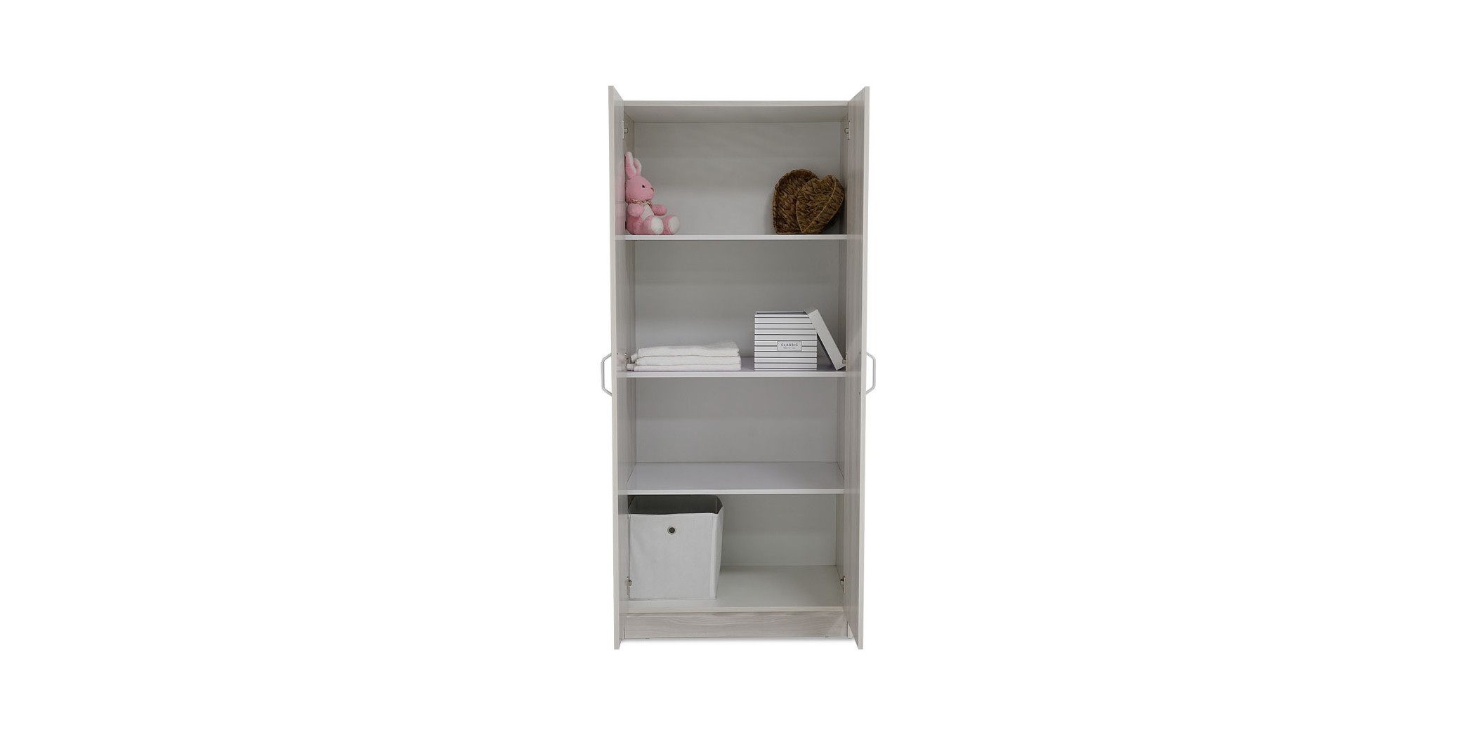 Ace Wardrobe 2 Doors With Shelves MDF Ash Grey