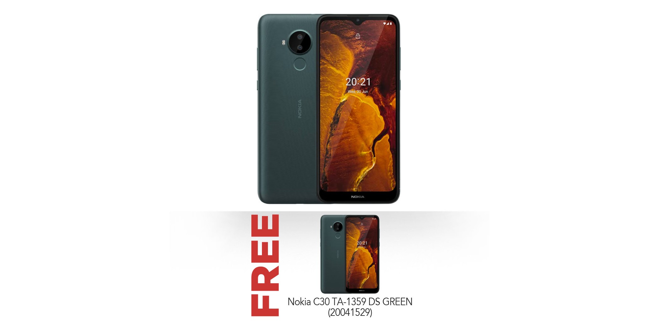 Nokia C30 TA-1359 DS GREEN & Free Nokia C30 TA-1359 DS GREEN