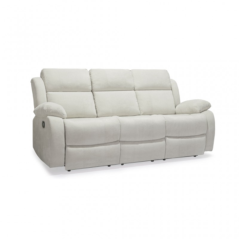 Sabella 3 Seater Reclining Sofa Ivory Color Fabric