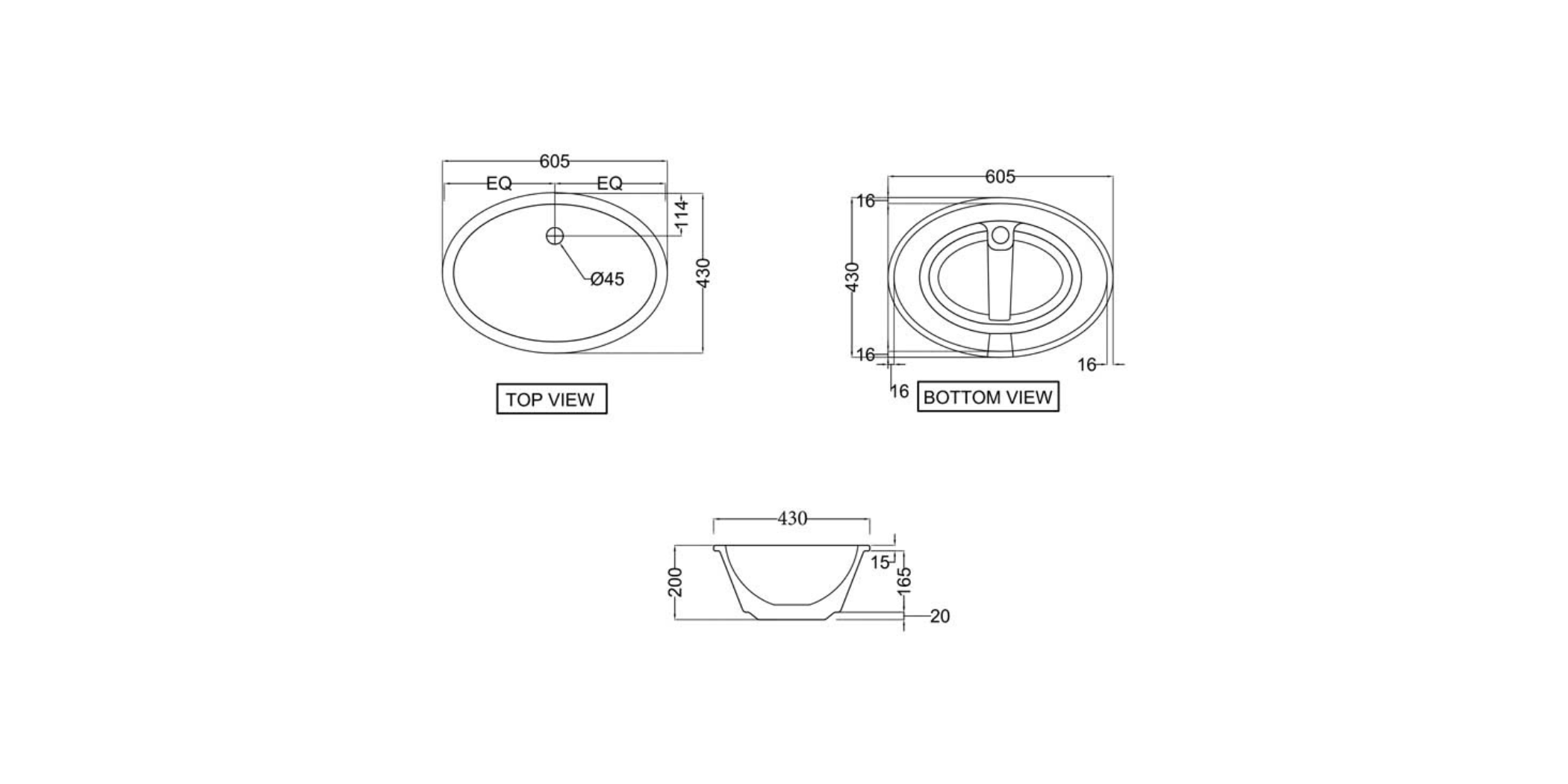 Jaquar Continental Under Counter Basin CNS-WHT-705