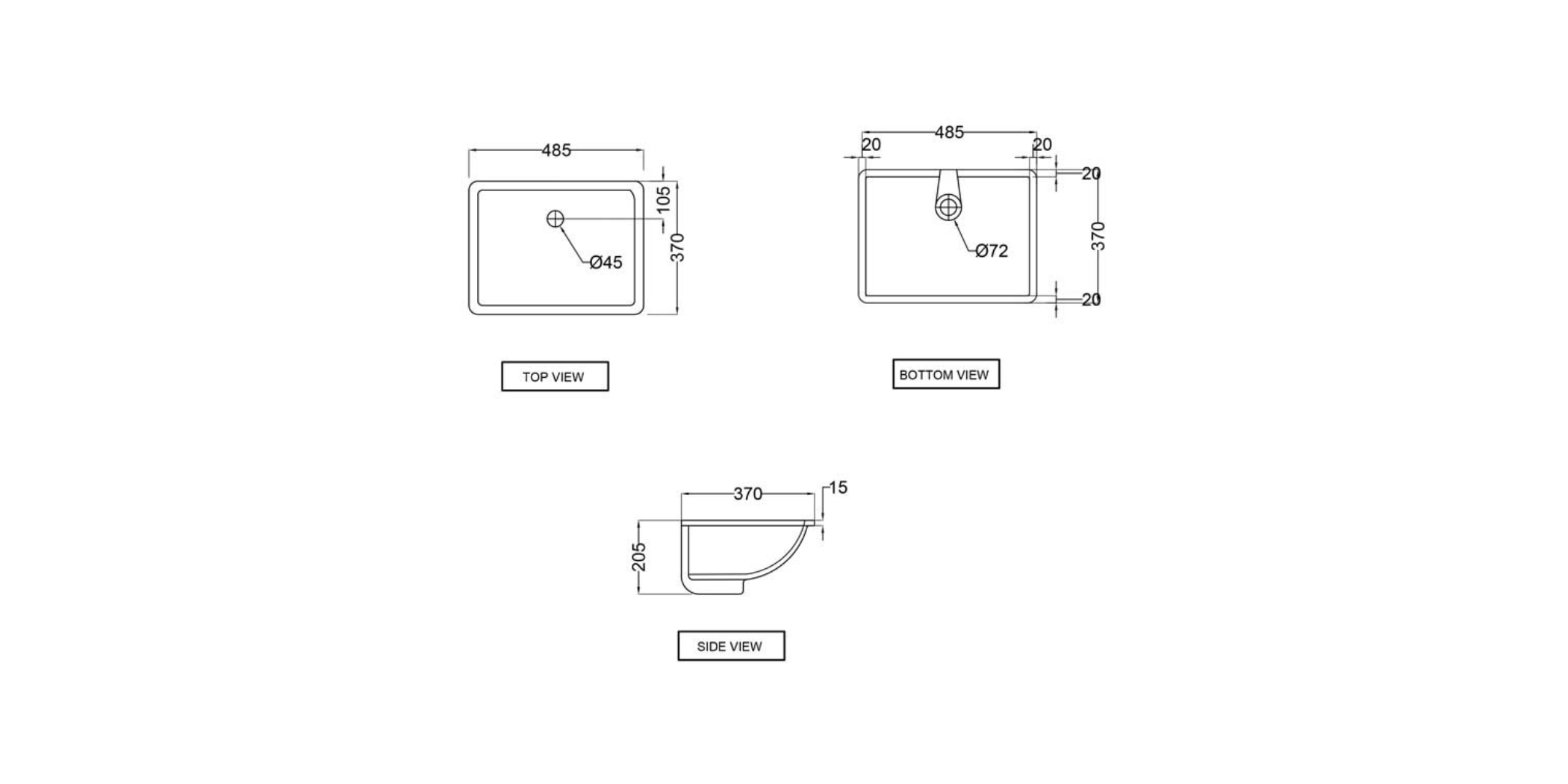 Continental Under Counter Basin White CNS-WHT-701