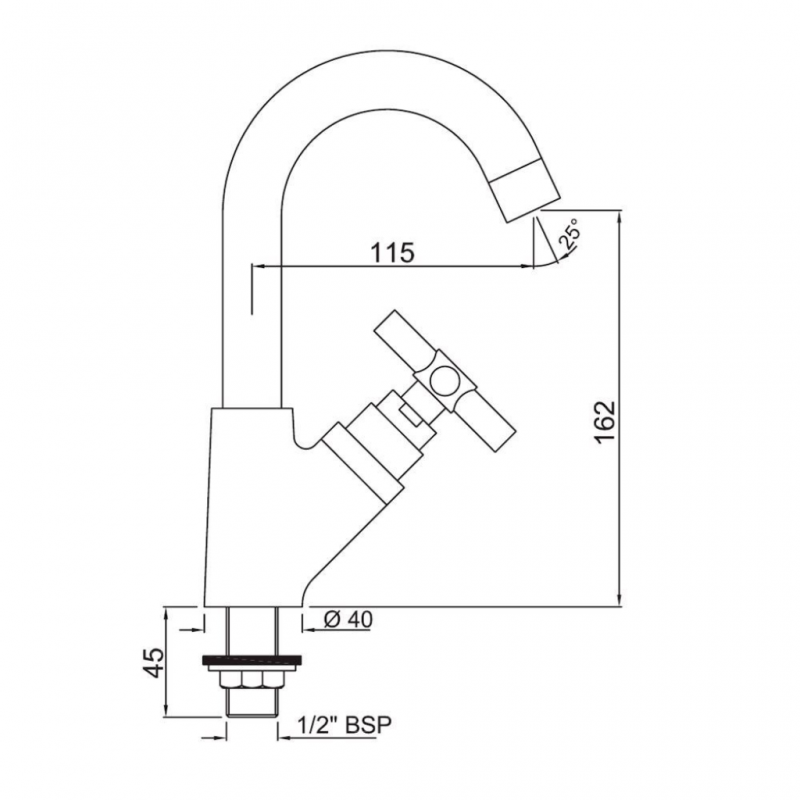 Jaquar Solo Sink Pillar Tap With Angular Knob SOL-CHR-6359