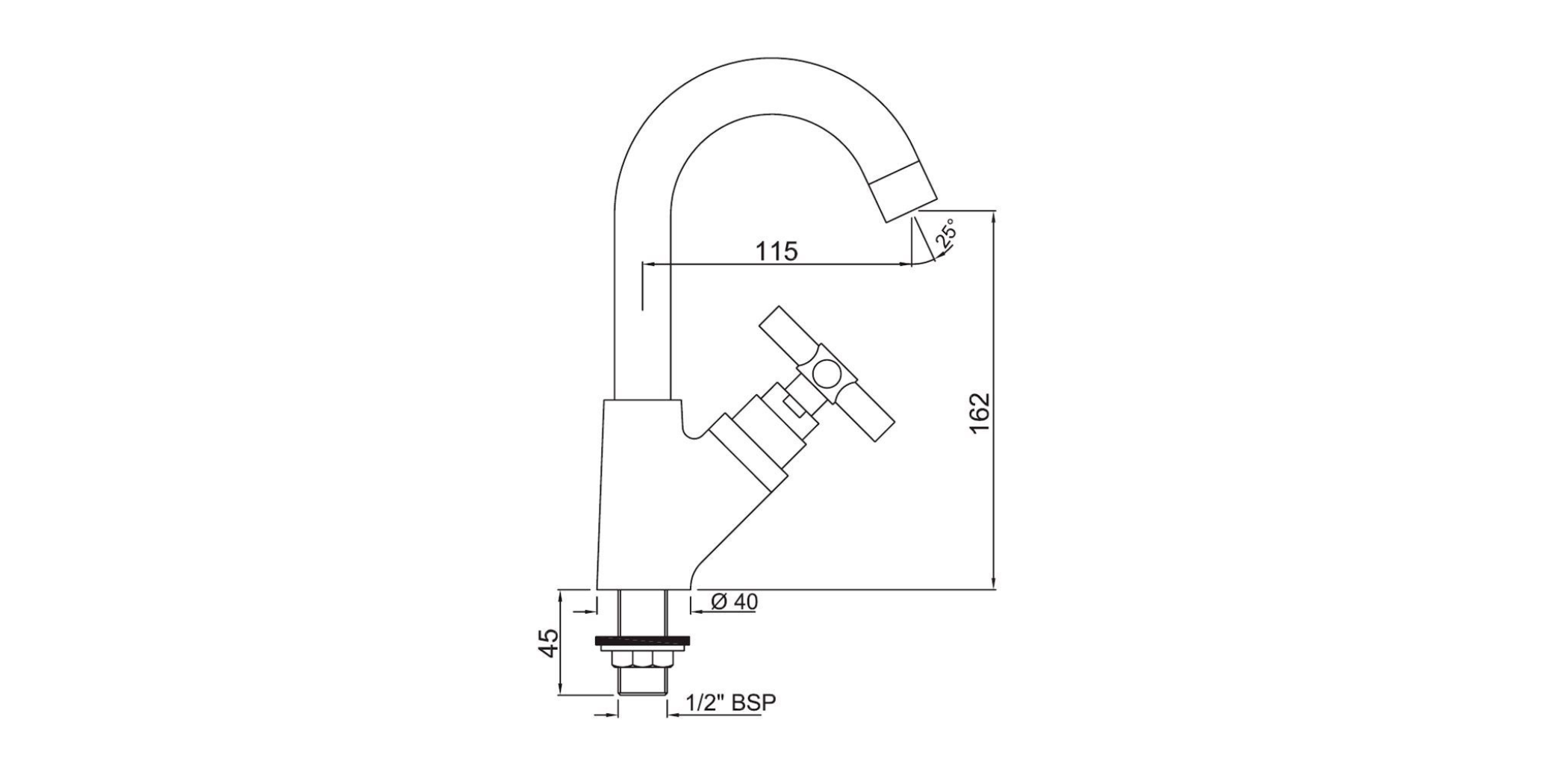 Jaquar Solo Sink Pillar Tap With Angular Knob SOL-CHR-6359