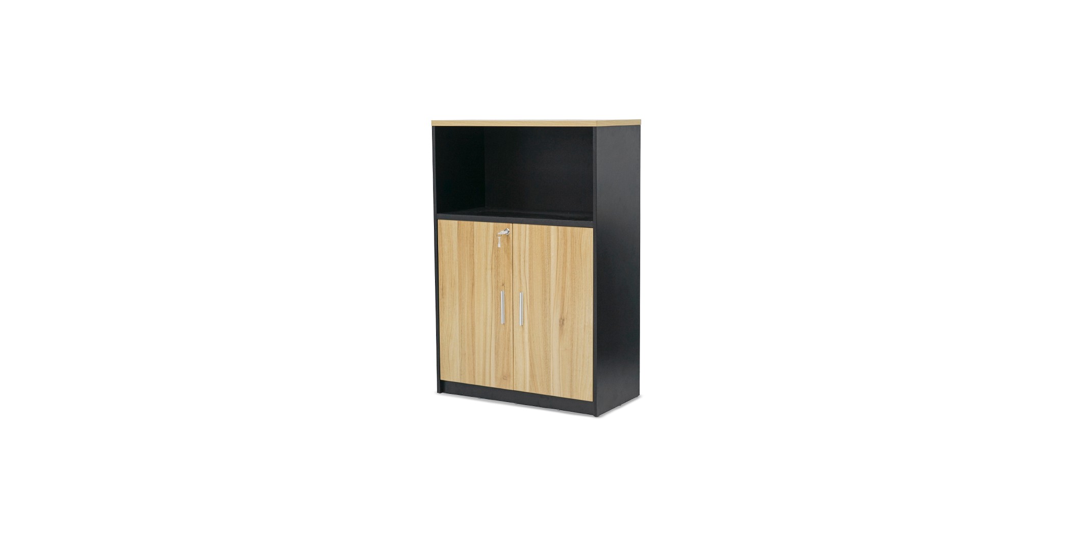 Stellar Iris Filing Cabinet Light Brown Oak & Black PP