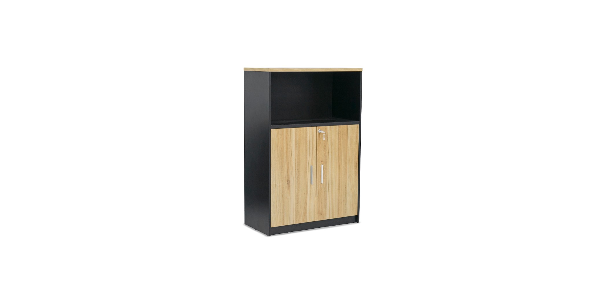 Stellar Iris Filing Cabinet Light Brown Oak & Black PP