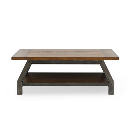 Perry Coffee Table Rustic Brown & Gunmetal