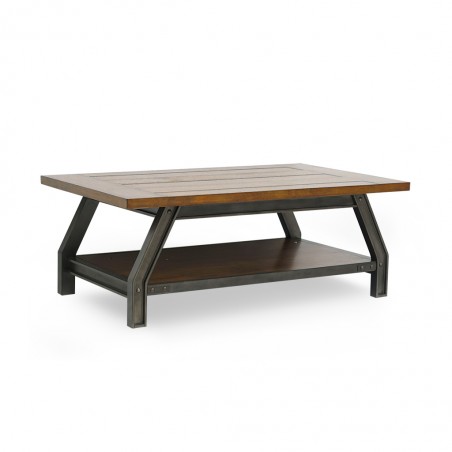 Perry Coffee Table Rustic Brown & Gunmetal