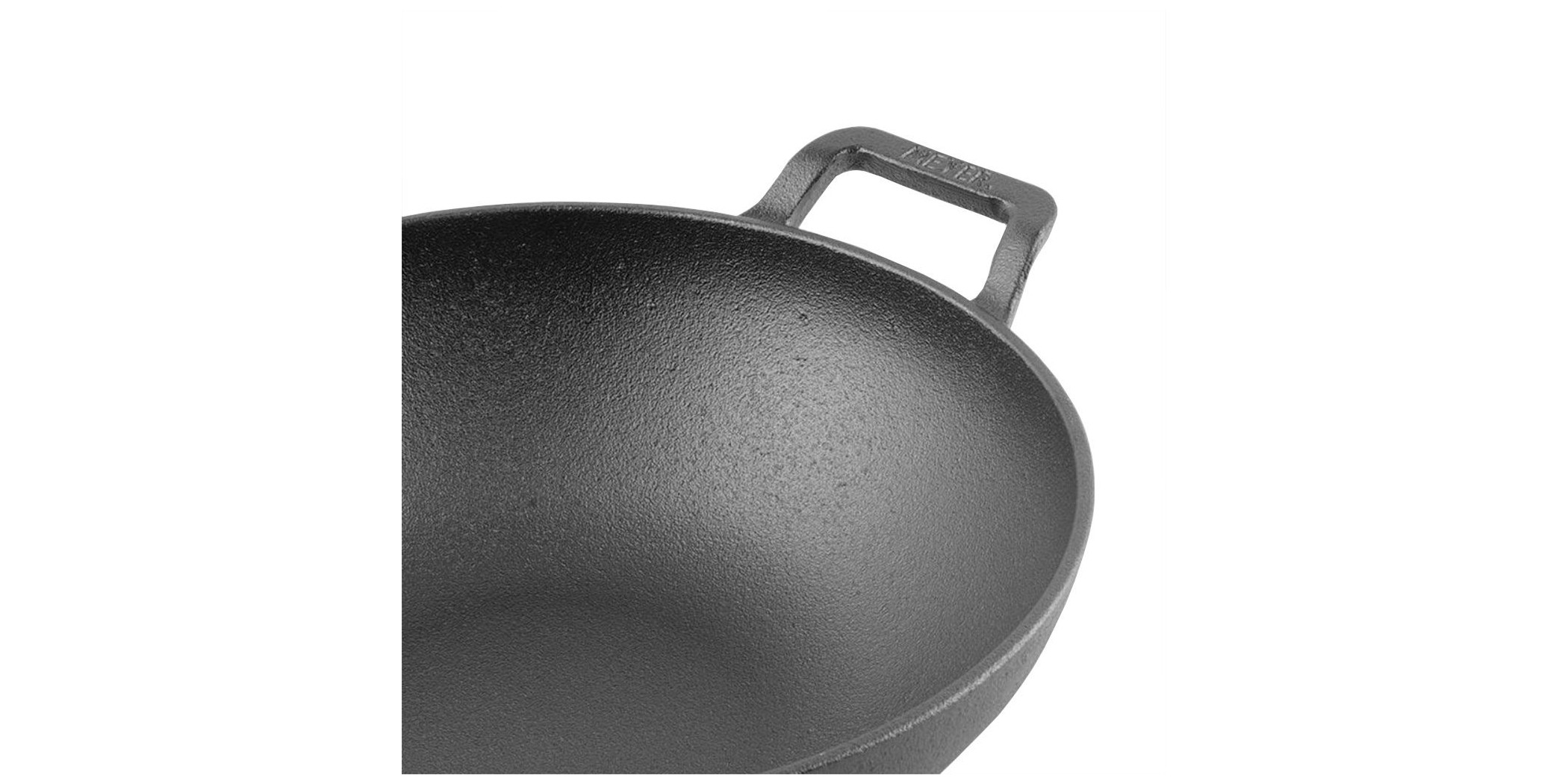 Meyer 48186 Pre-Seasoned Cast Iron 30cm Blk Kadai With Glass Lid