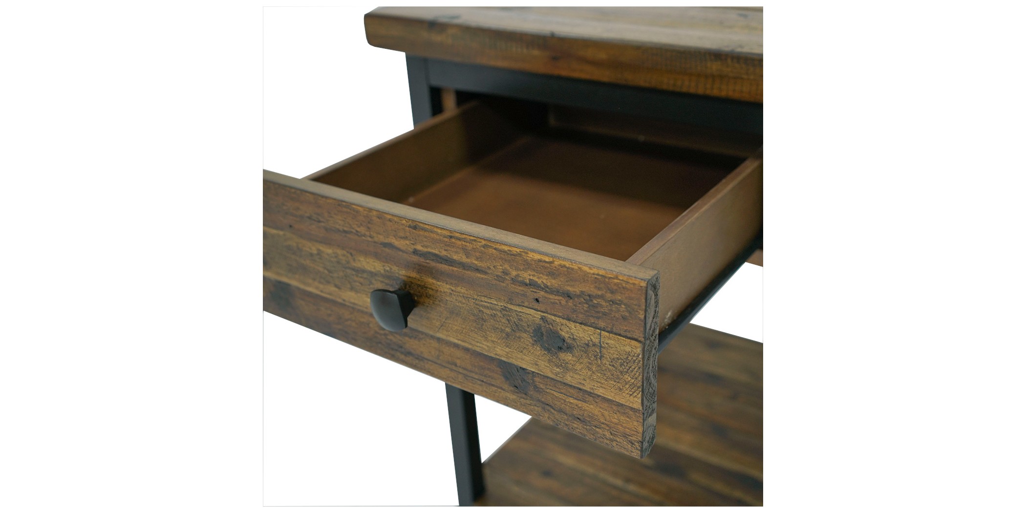 Claremont Side Table With Drawers & Metal Legs