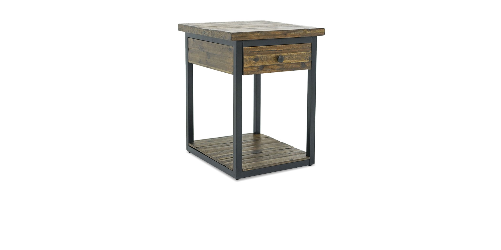 Claremont Side Table With Drawers & Metal Legs