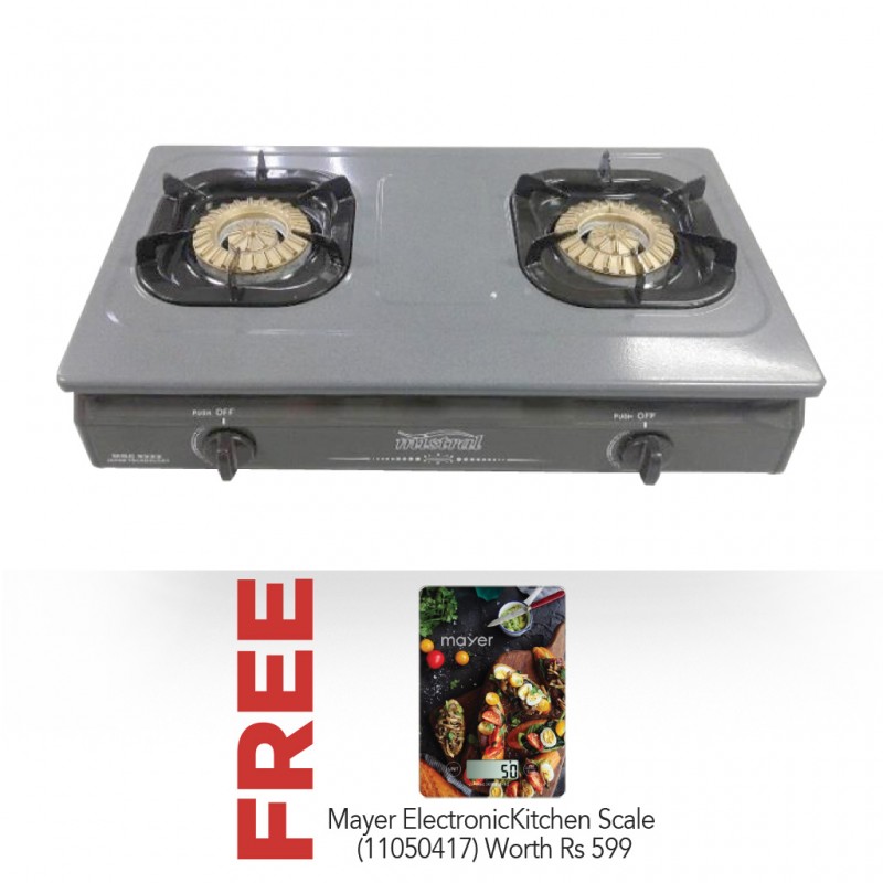 Mistral MGC-9222i Double Burner Teflon Gas Cooker & Free Mayer MMEKS5 ...