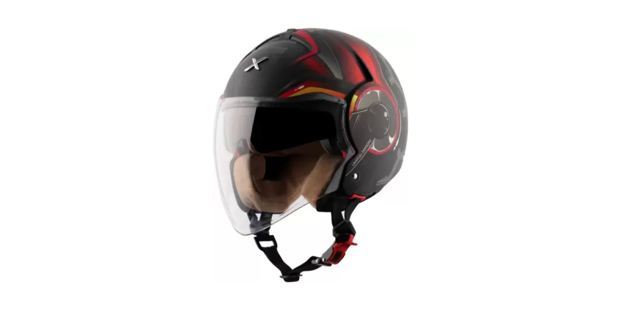 Axor Striker Cyborg Black/Red Open Face Helmet