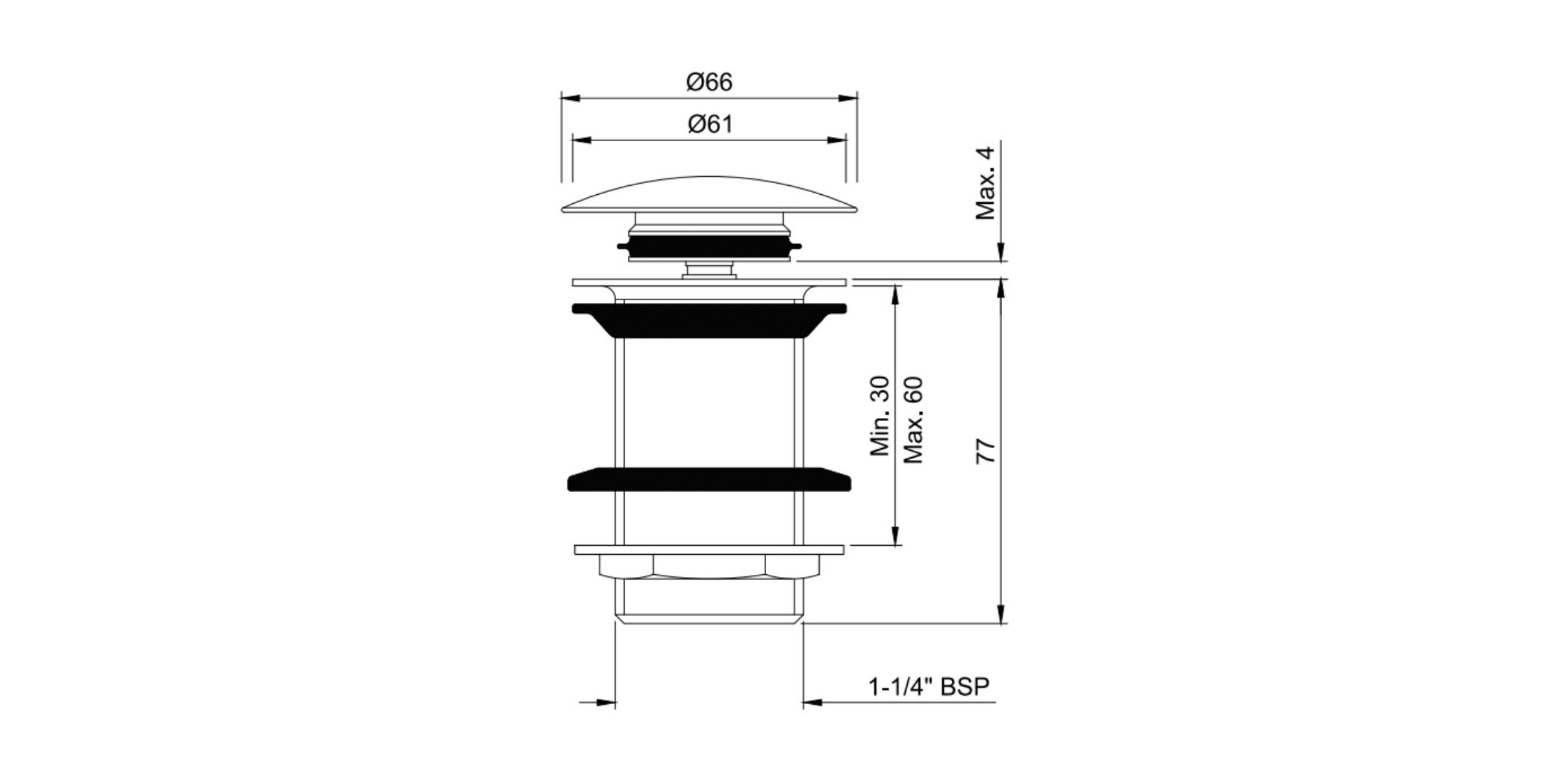 Jaquar Allied Click Clack Waste Coupling ALD-CHR-727