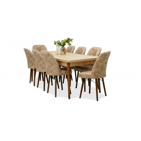 Miray Table & 8 Chairs Cappucino