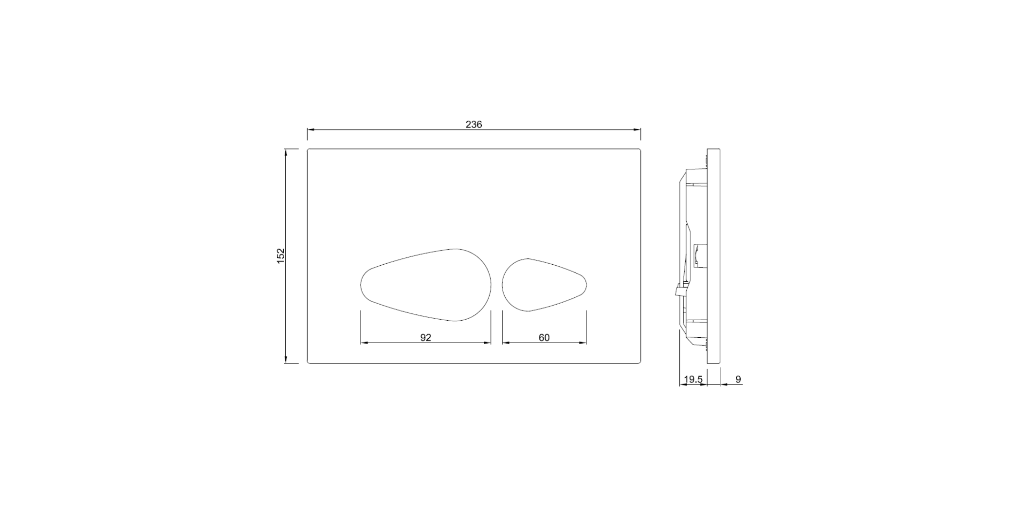 Jaquar Flush Control Plate Vignette Prime Chrome JCP-CHR-812415