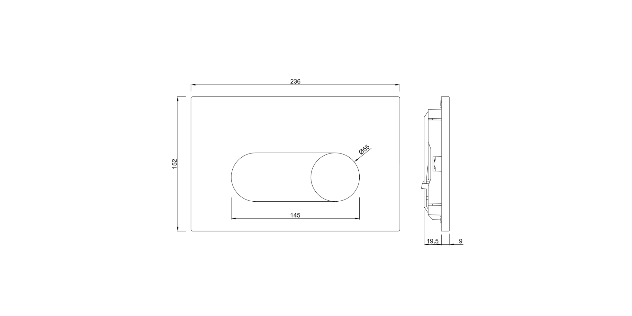 Jaquar Flush Control Plate Ornamix Prime Chrome JCP-CHR-102415