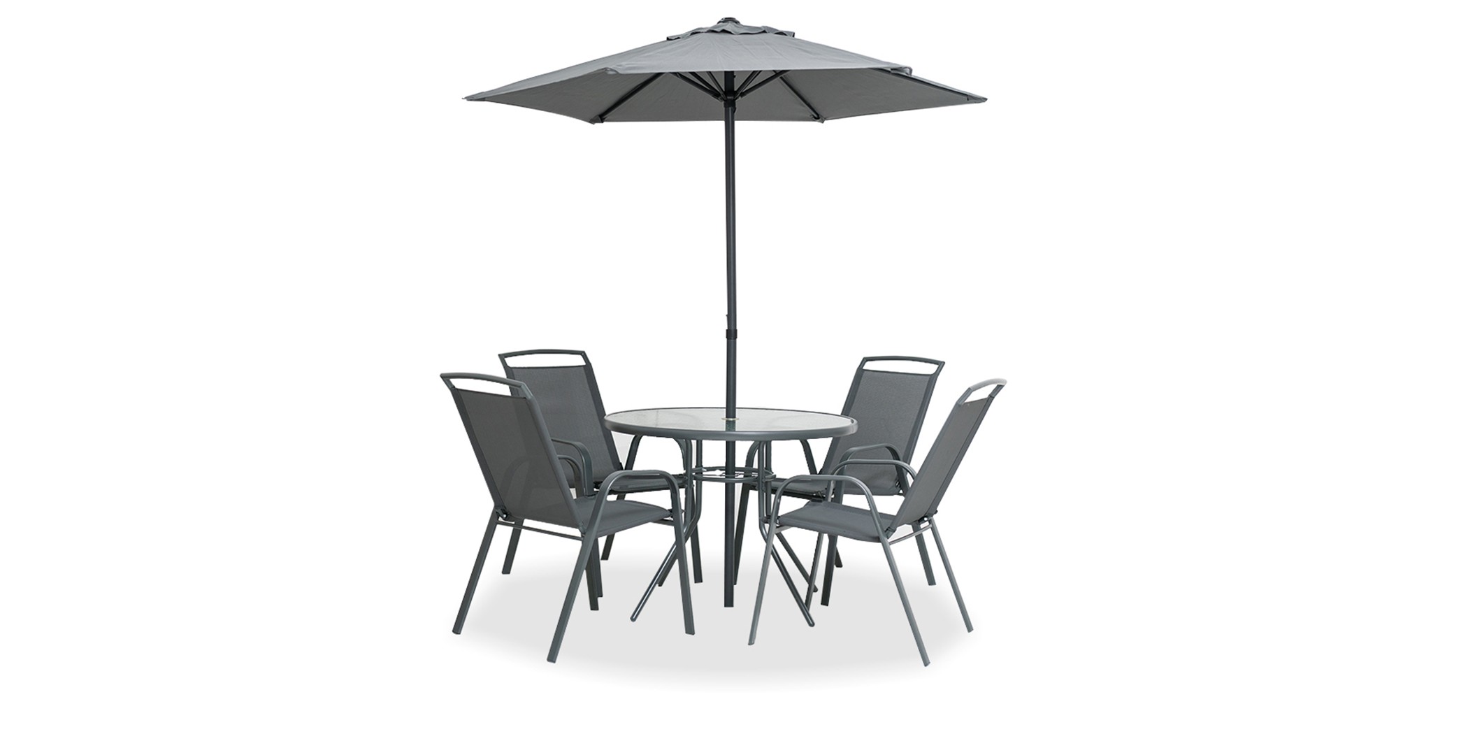 Bayside Table and 4 chairs with umbrella