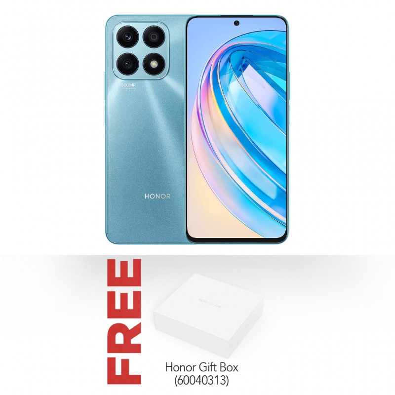 HONOR X8a Cyan + Free Honor Gift Box- Umbrella, Bottle, Canvas