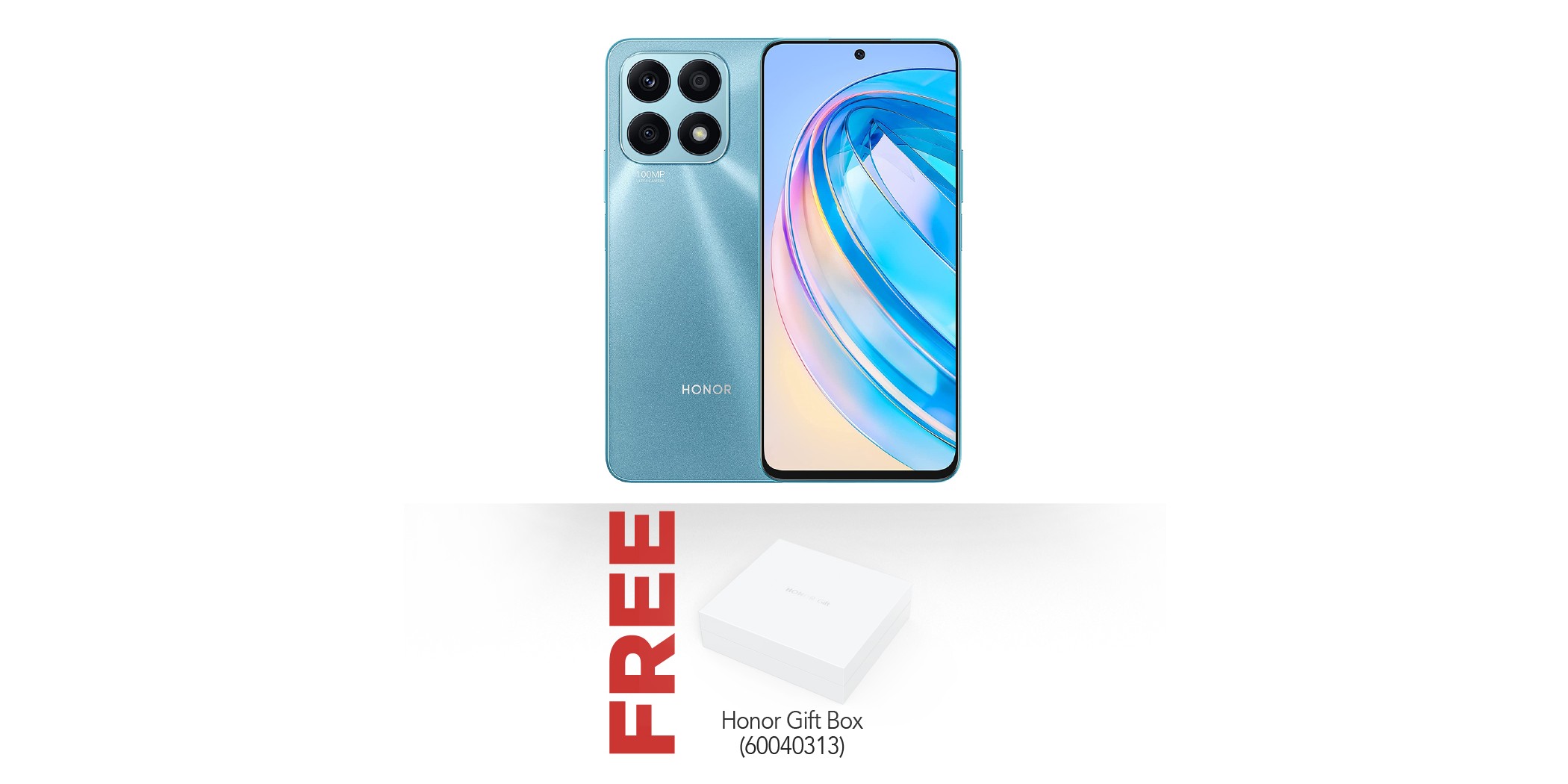 HONOR X8a Cyan + Free Honor Gift Box- Umbrella, Bottle, Canvas